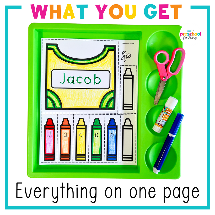 Back To School Name Craft Editable Crayon Box – Preschool Packets