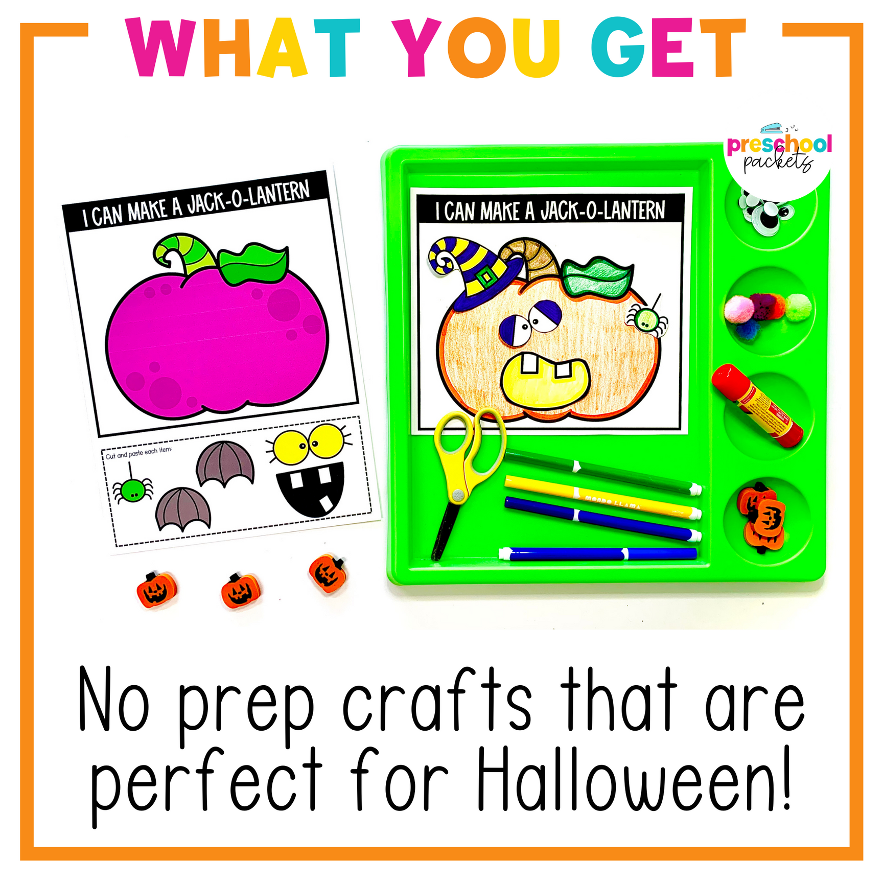 Jack O Lantern Craft Halloween Activity – Preschool Packets