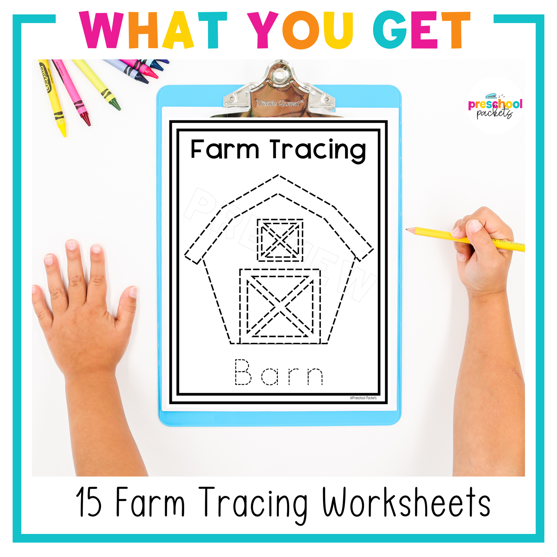 Farm Tracing Worksheets For Preschool, PreK and Kindergarten ...