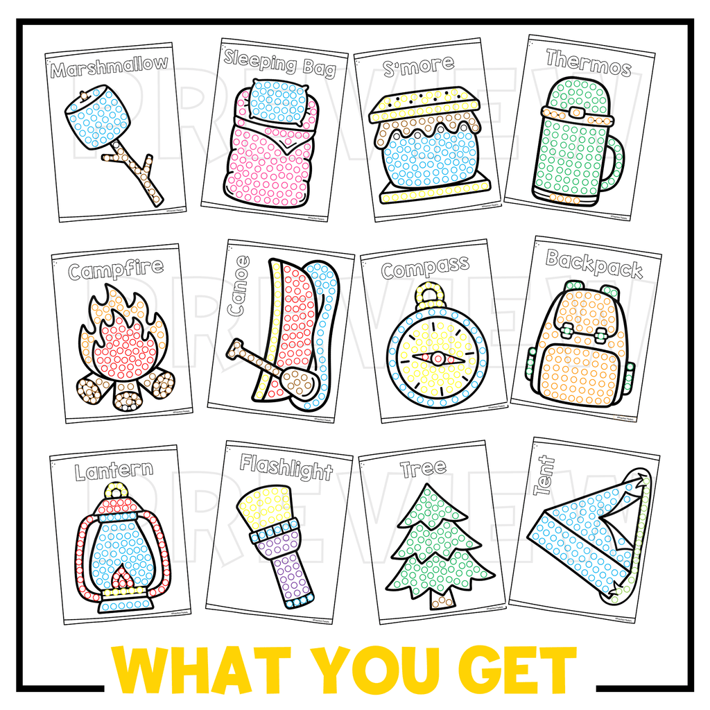 Camping Q Tip Painting Fine Motor Summer Crafts – Preschool Packets