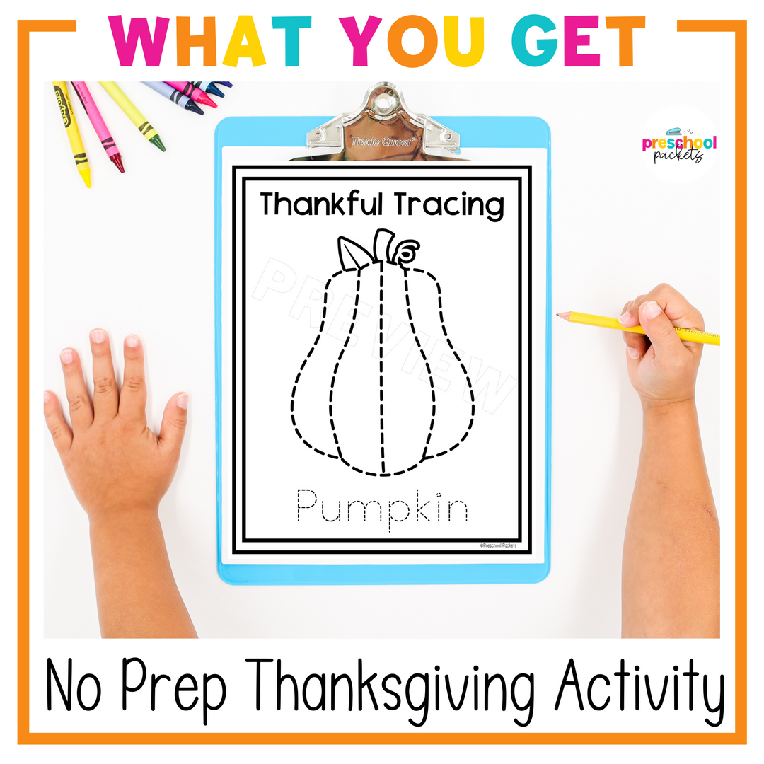 Thanksgiving Tracing Worksheets For Preschool, PreK and Kindergarten ...