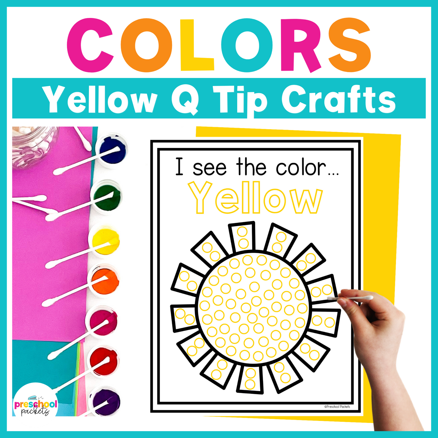 Preschool Colors Q Tip Crafts: Color Yellow – Preschool Packets
