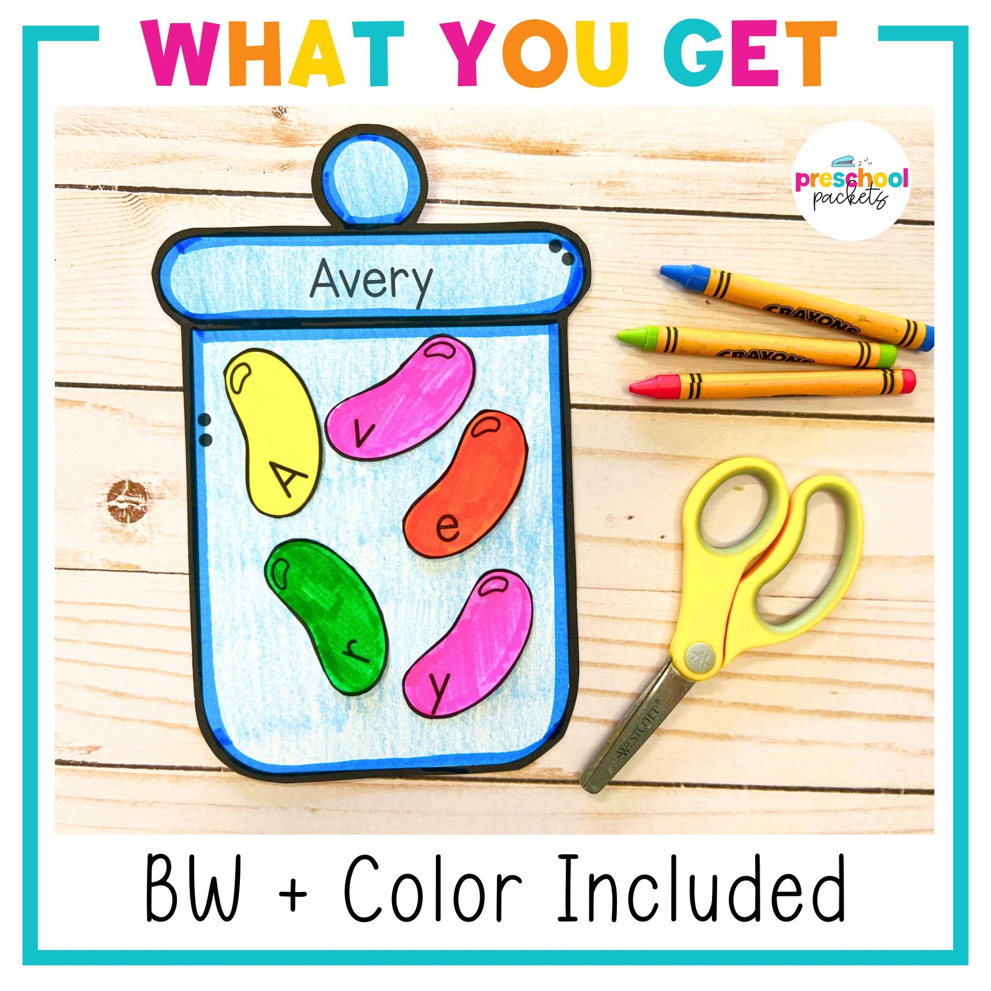 Editable Jelly Bean Name Craft Easter Activity – Preschool Packets