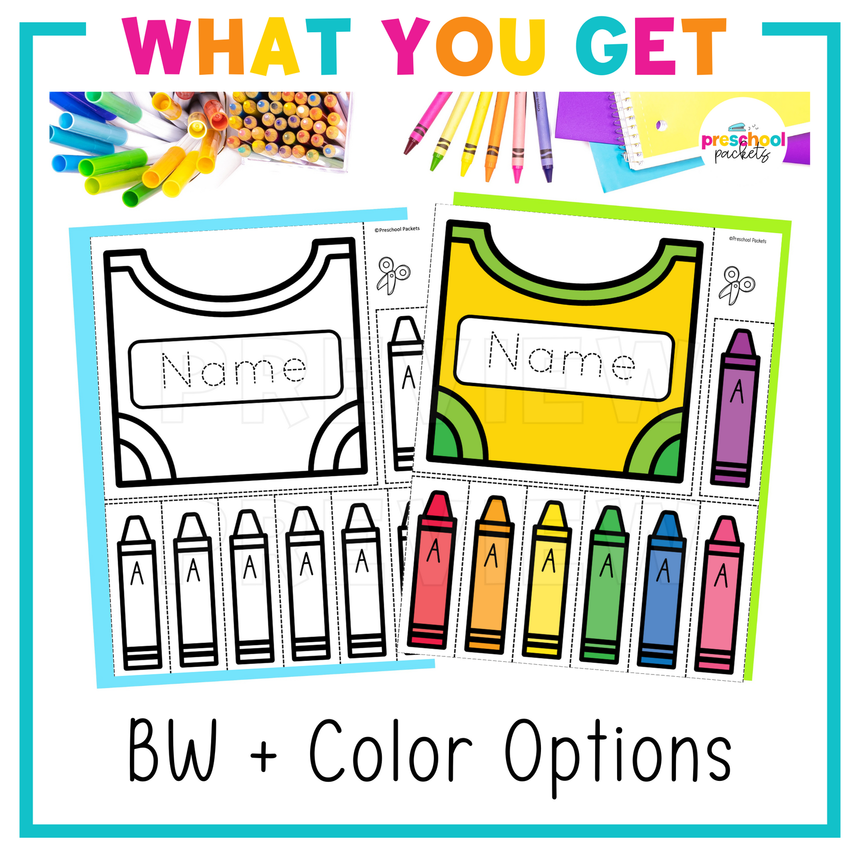 Back To School Name Craft Editable Crayon Box – Preschool Packets