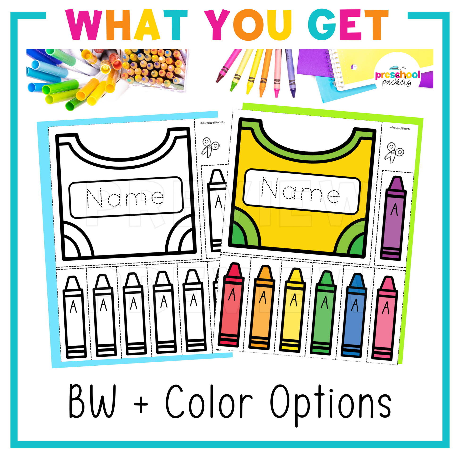 Back To School Name Craft Editable Crayon Box – Preschool Packets