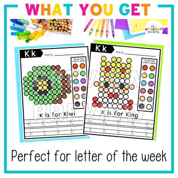 Preschool Pom Pom Fine Motor Mats – Letter K Activity Pack – Preschool ...