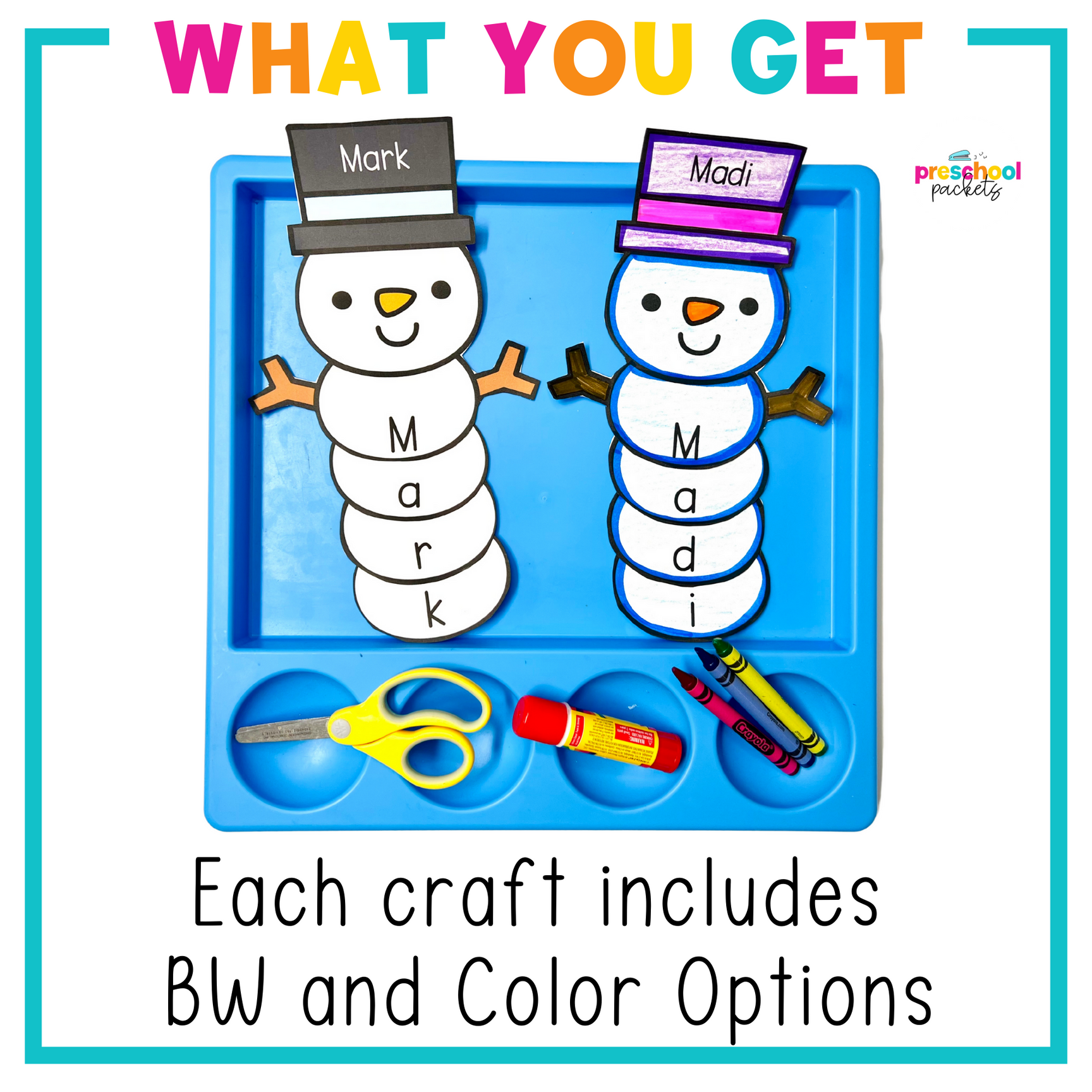 Winter Craft Bundle Editable Name Crafts – Preschool Packets