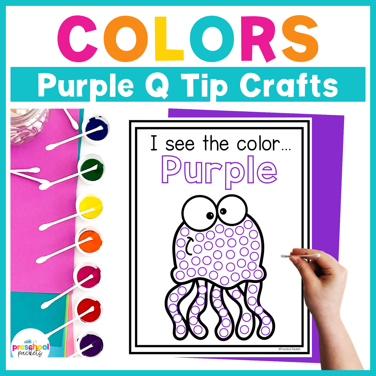 Preschool Colors Q Tip Crafts: Color Purple – Preschool Packets