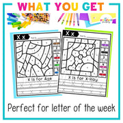 Alphabet Color By Code for Preschool - Letter X – Preschool Packets