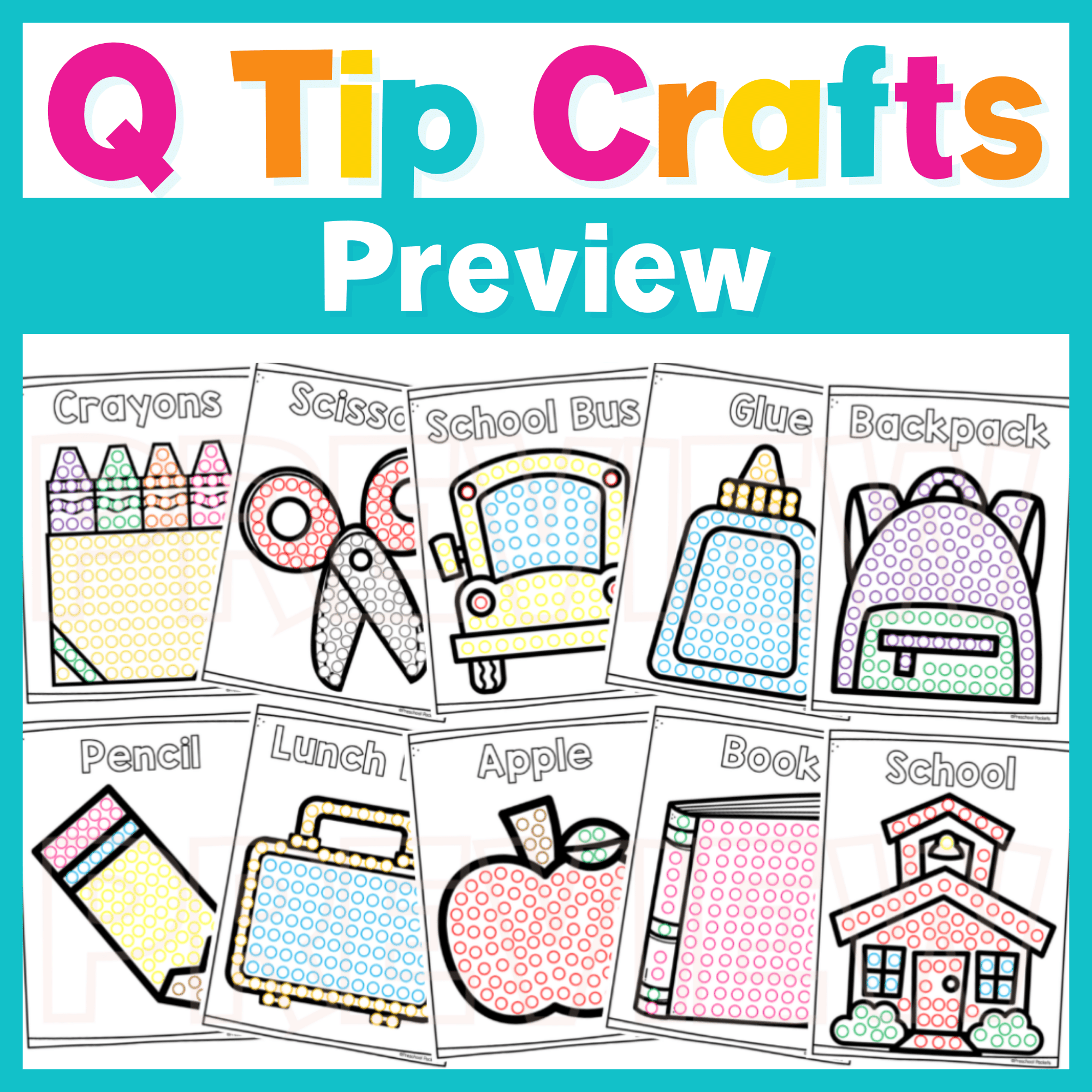Back to School Crafts Q Tip Painting Fine Motor Activity – Preschool ...