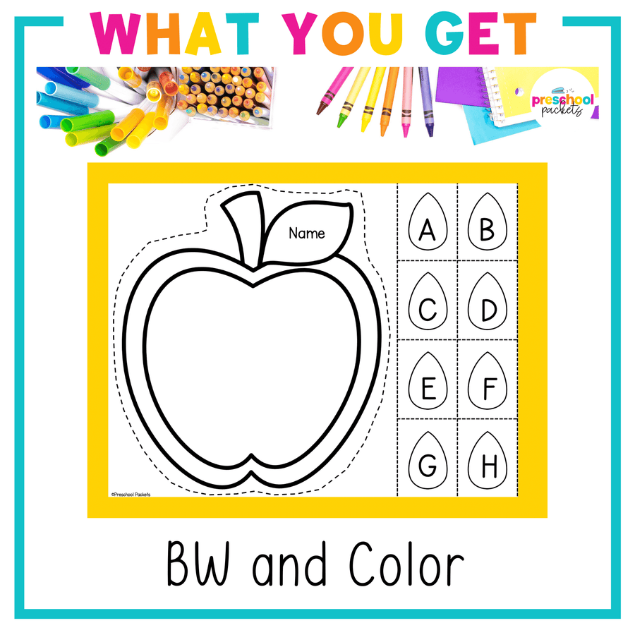 Editable Apple Name Craft Fall – Preschool Packets