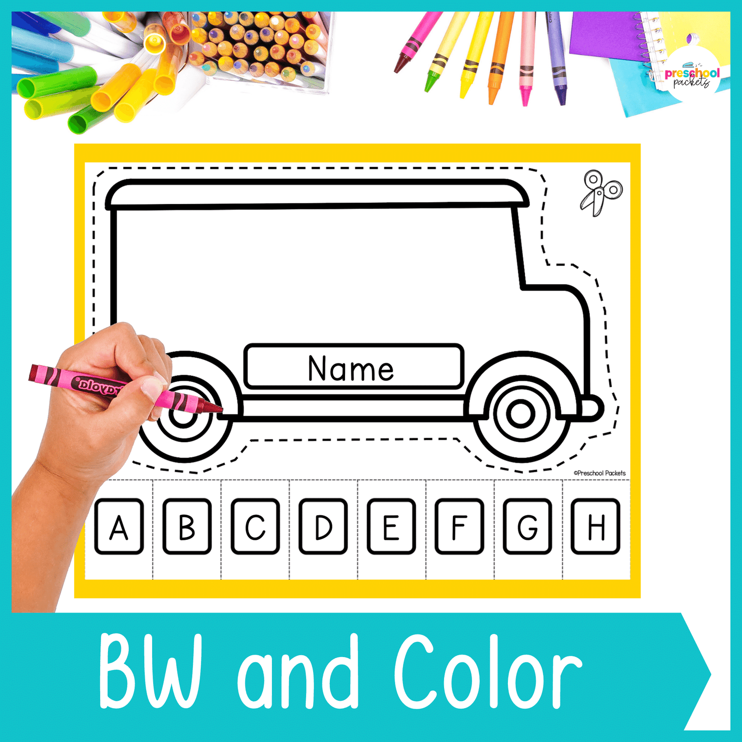Back To School Crafts: Editable School Bus Name Craft – Preschool Packets