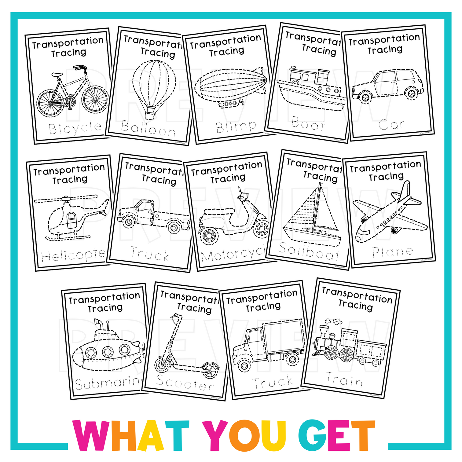 Transportation Tracing Worksheets For Preschool, PreK and Kindergarten ...