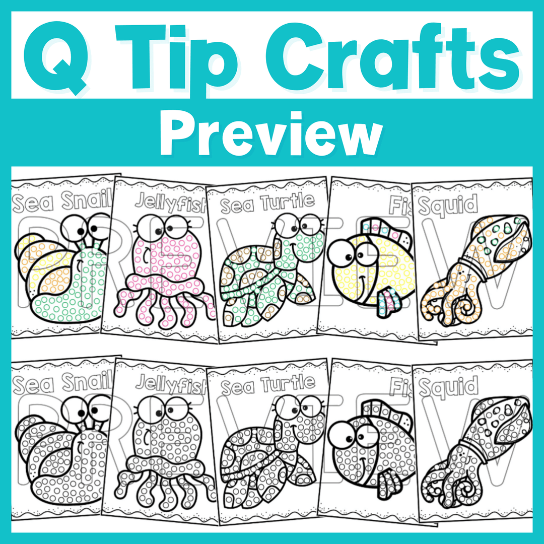 Q Tip Painting Fine Motor Activities Ocean Animals Crafts – Preschool ...