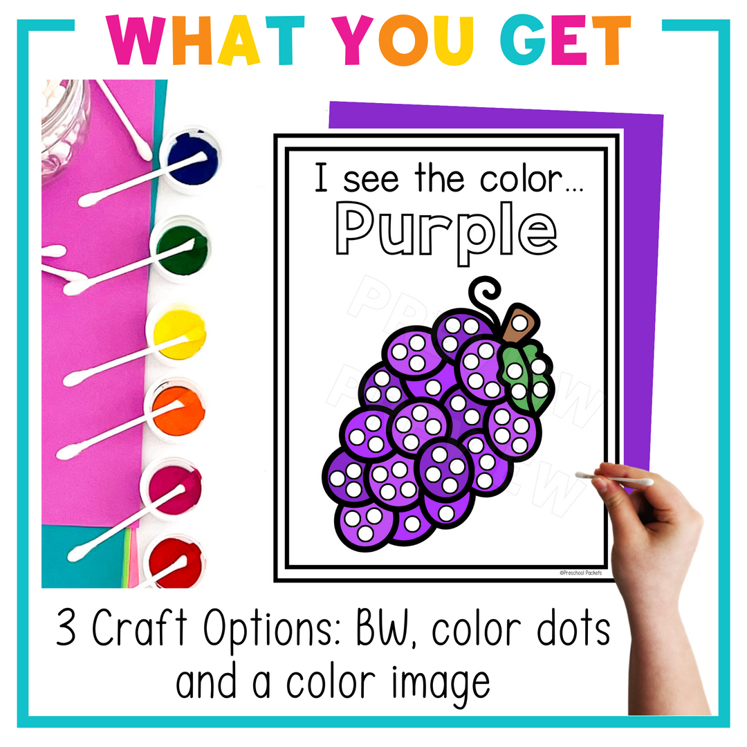 Preschool Colors Q Tip Crafts: Color Purple – Preschool Packets