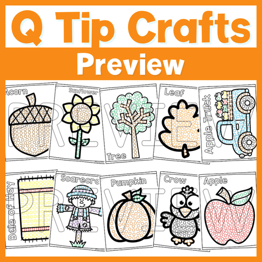 Fall Q Tip Painting Fine Motor Activity Autumn Crafts – Preschool Packets