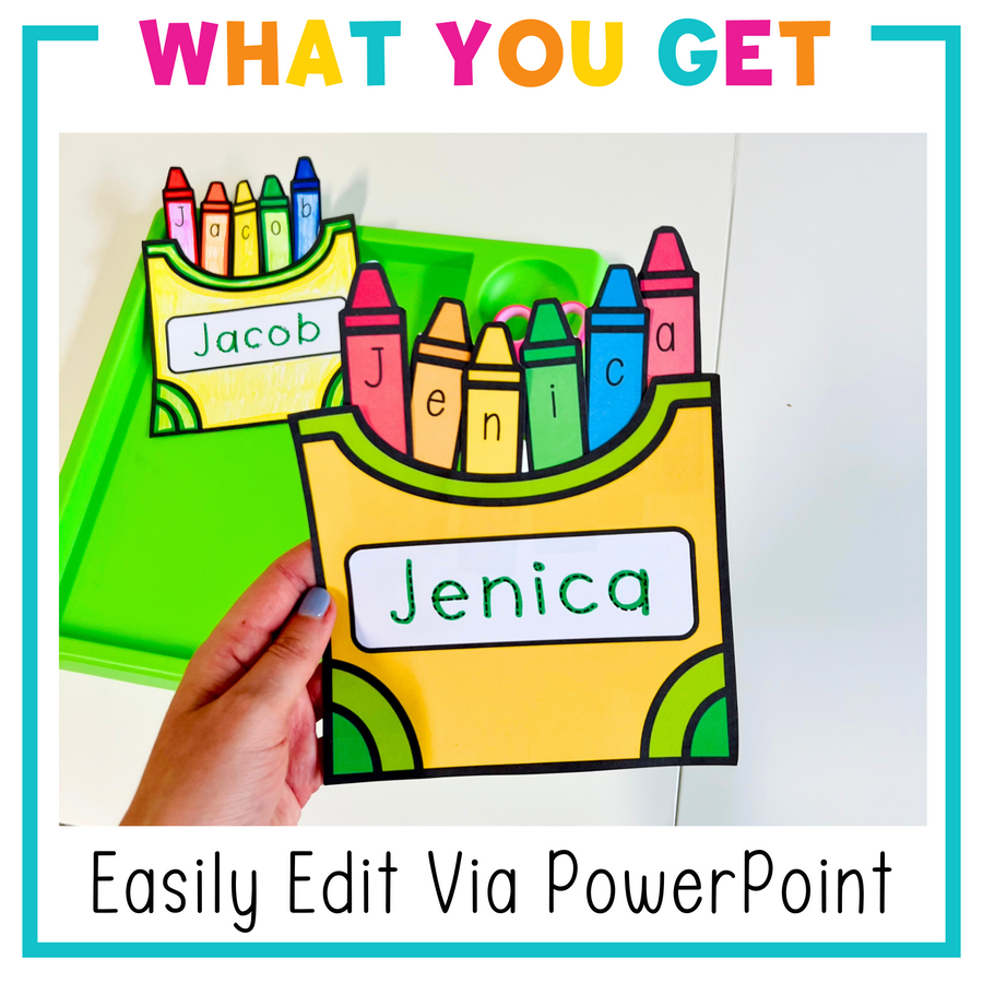 Back To School Name Craft Editable Crayon Box – Preschool Packets