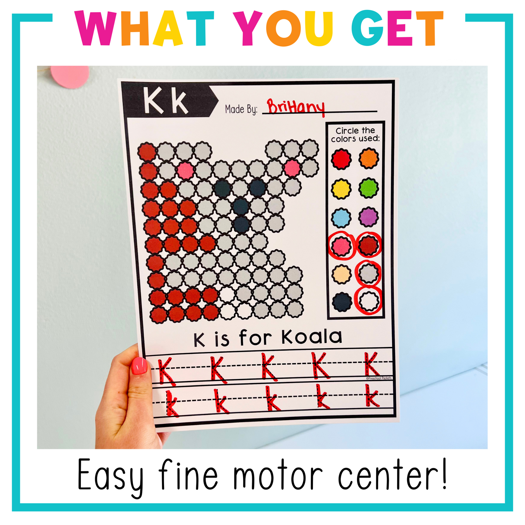 Preschool Pom Pom Fine Motor Mats – Letter K Activity Pack – Preschool ...