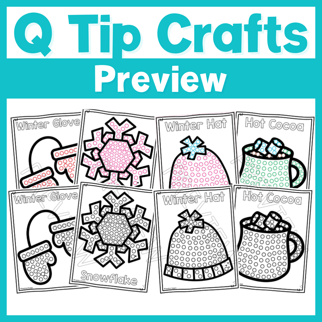Winter Crafts Q Tip Painting Fine Motor Activity – Preschool Packets