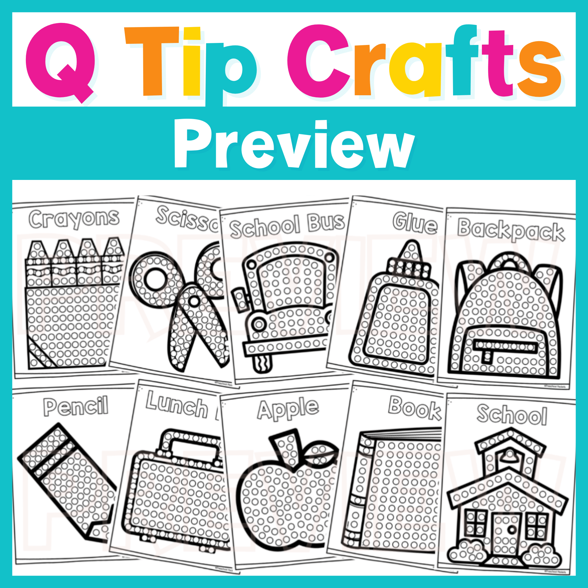 Back to School Crafts Q Tip Painting Fine Motor Activity – Preschool ...