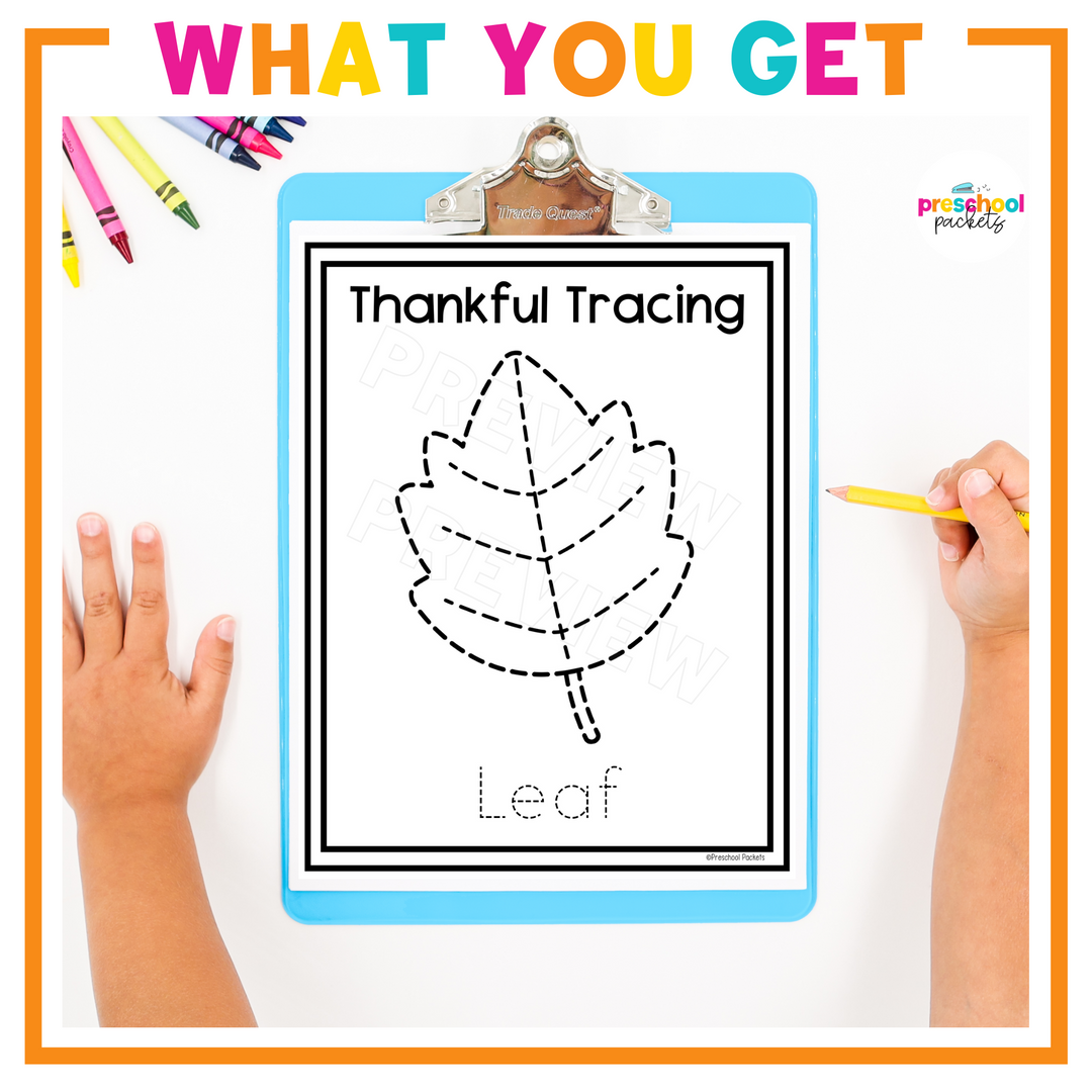 Thanksgiving Tracing Worksheets For Preschool, PreK and Kindergarten ...
