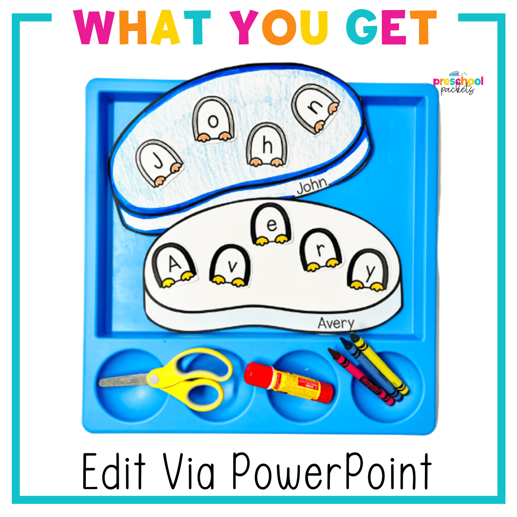 Penguins on an Iceberg Editable Winter Name Craft – Preschool Packets