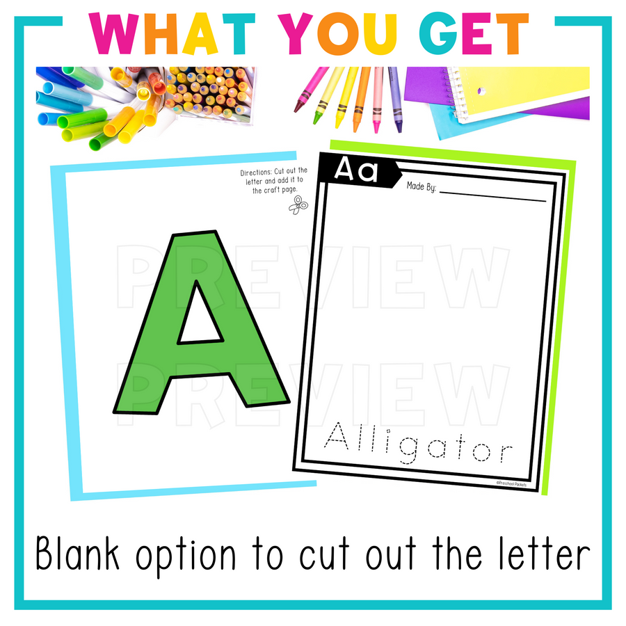 Alphabet Crafts A is for Alligator for Preschool and Kindergarten ...