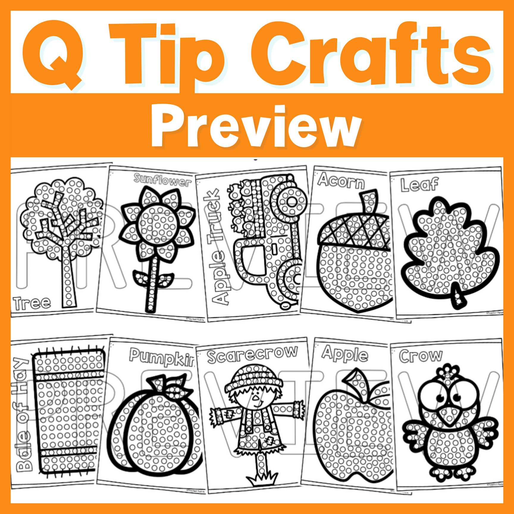 Fall Q Tip Painting Fine Motor Activity Autumn Crafts – Preschool Packets