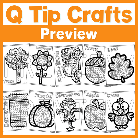 Fall Q Tip Painting Fine Motor Activity Autumn Crafts – Preschool Packets