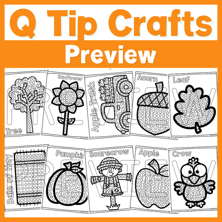 Fall Q Tip Painting Fine Motor Activity Autumn Crafts – Preschool Packets