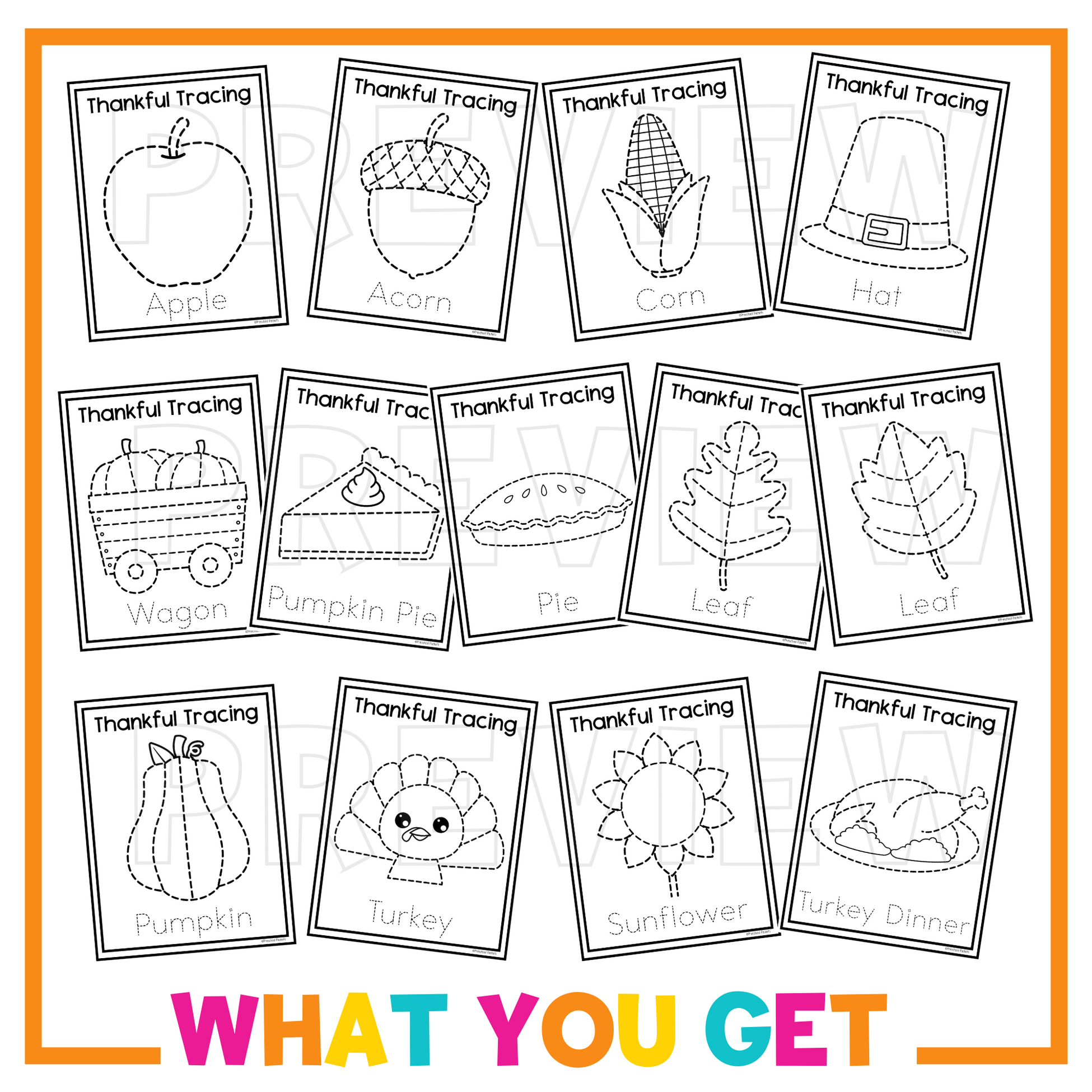 Thanksgiving Tracing Worksheets For Preschool, PreK and Kindergarten ...