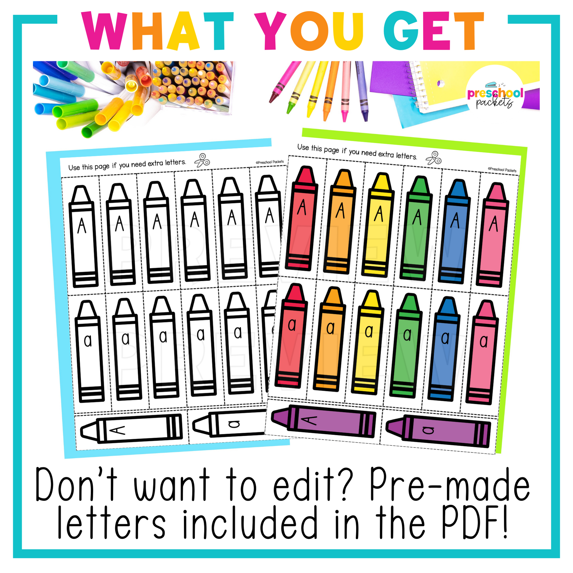 Back To School Name Craft Editable Crayon Box – Preschool Packets
