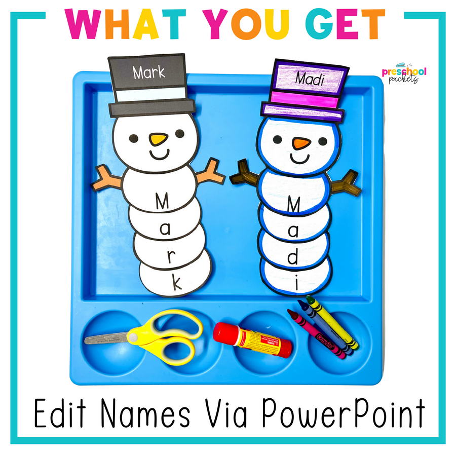Snowman Name Craft Editable Craft for Winter – Preschool Packets