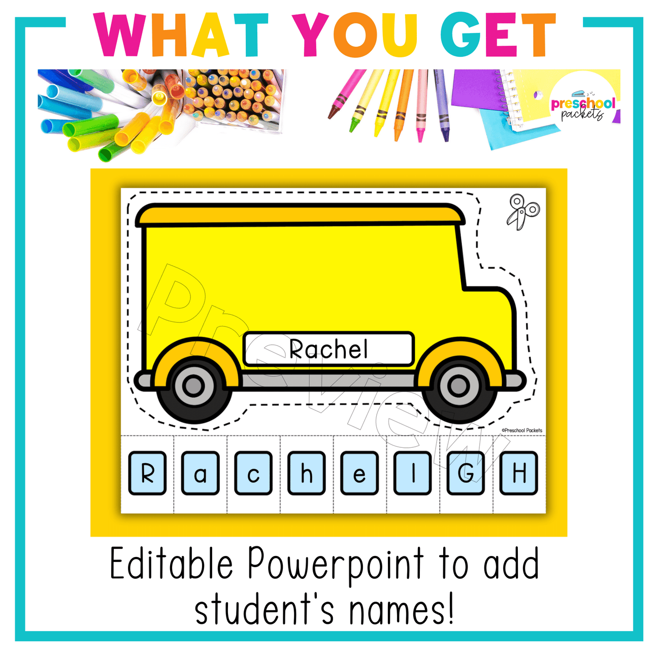 Back To School Crafts: Editable School Bus Name Craft – Preschool Packets