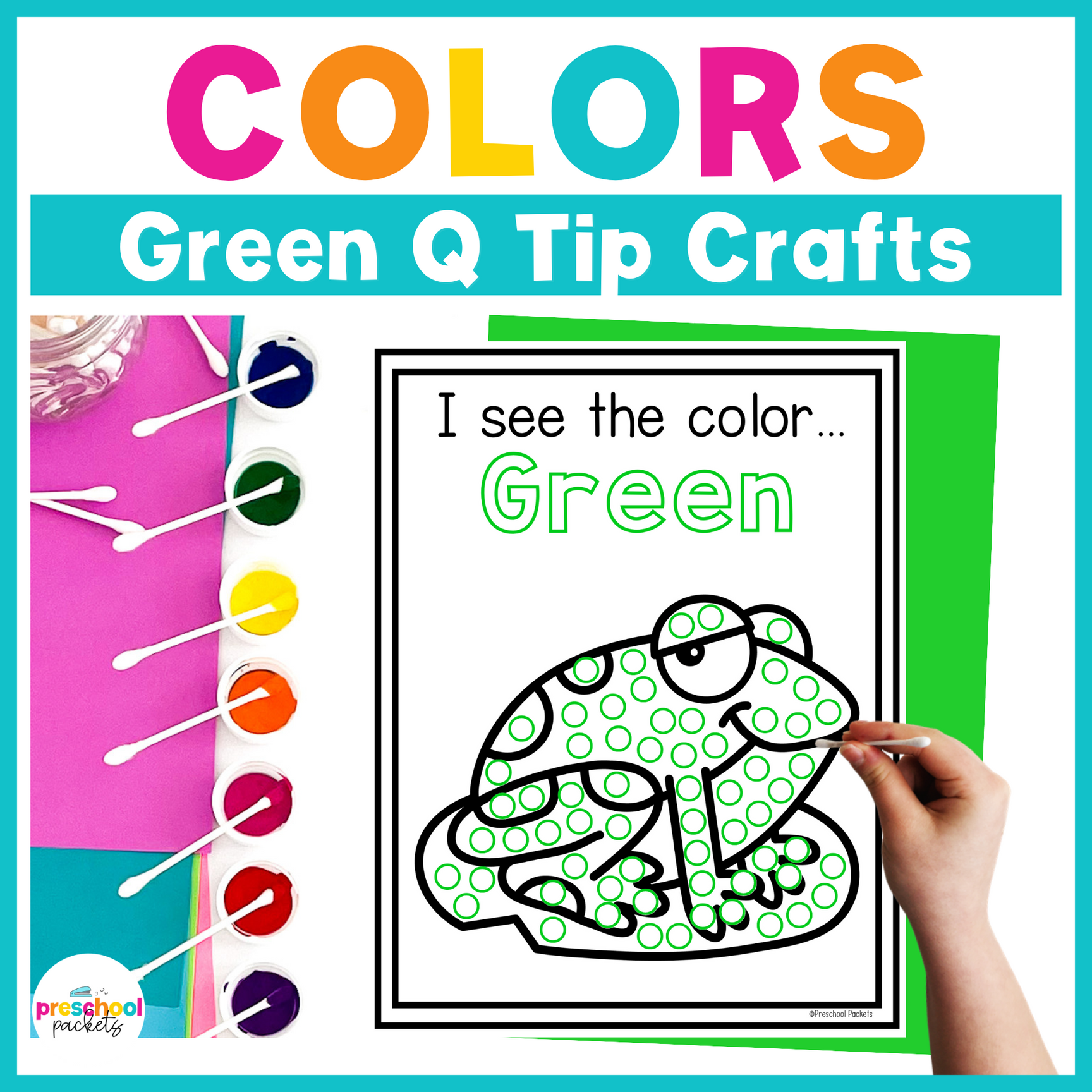 Preschool Colors Q Tip Crafts: Color Green – Preschool Packets