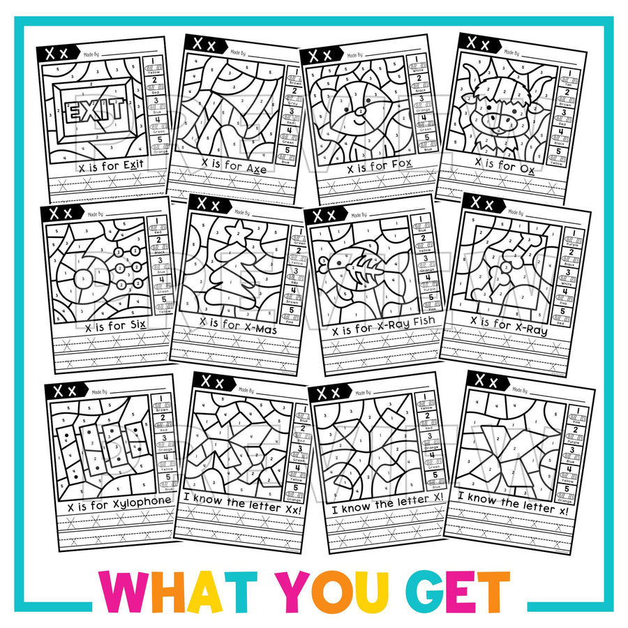 Alphabet Color By Code for Preschool - Letter X – Preschool Packets