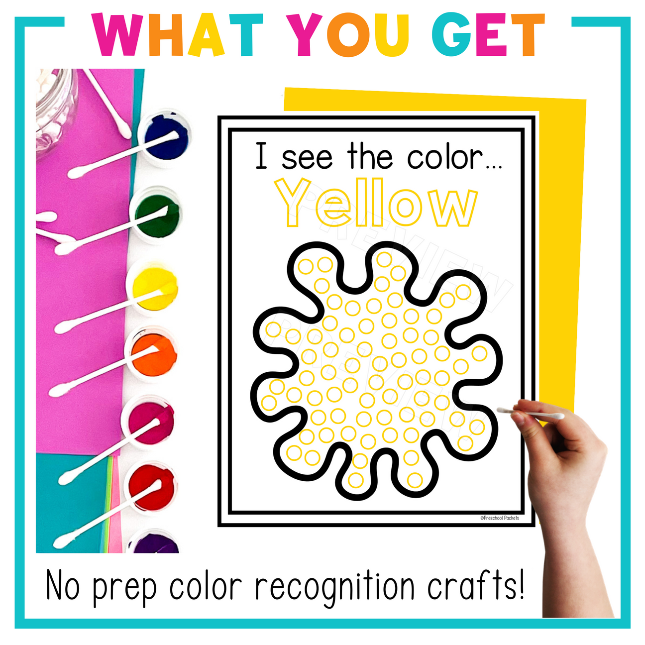 Preschool Colors Q Tip Crafts: Color Yellow – Preschool Packets