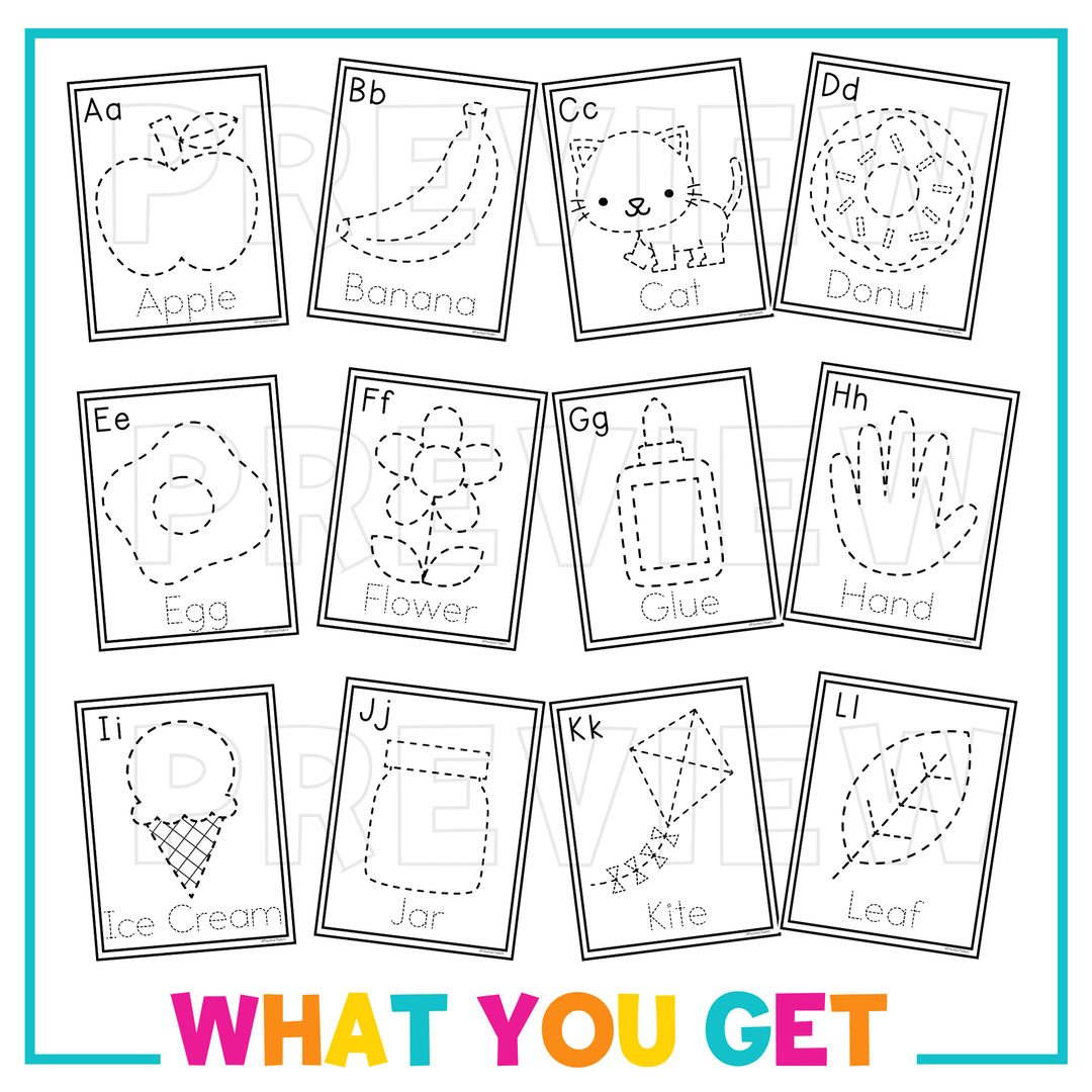 Alphabet Tracing Pictures No Prep A-Z worksheets – Preschool Packets