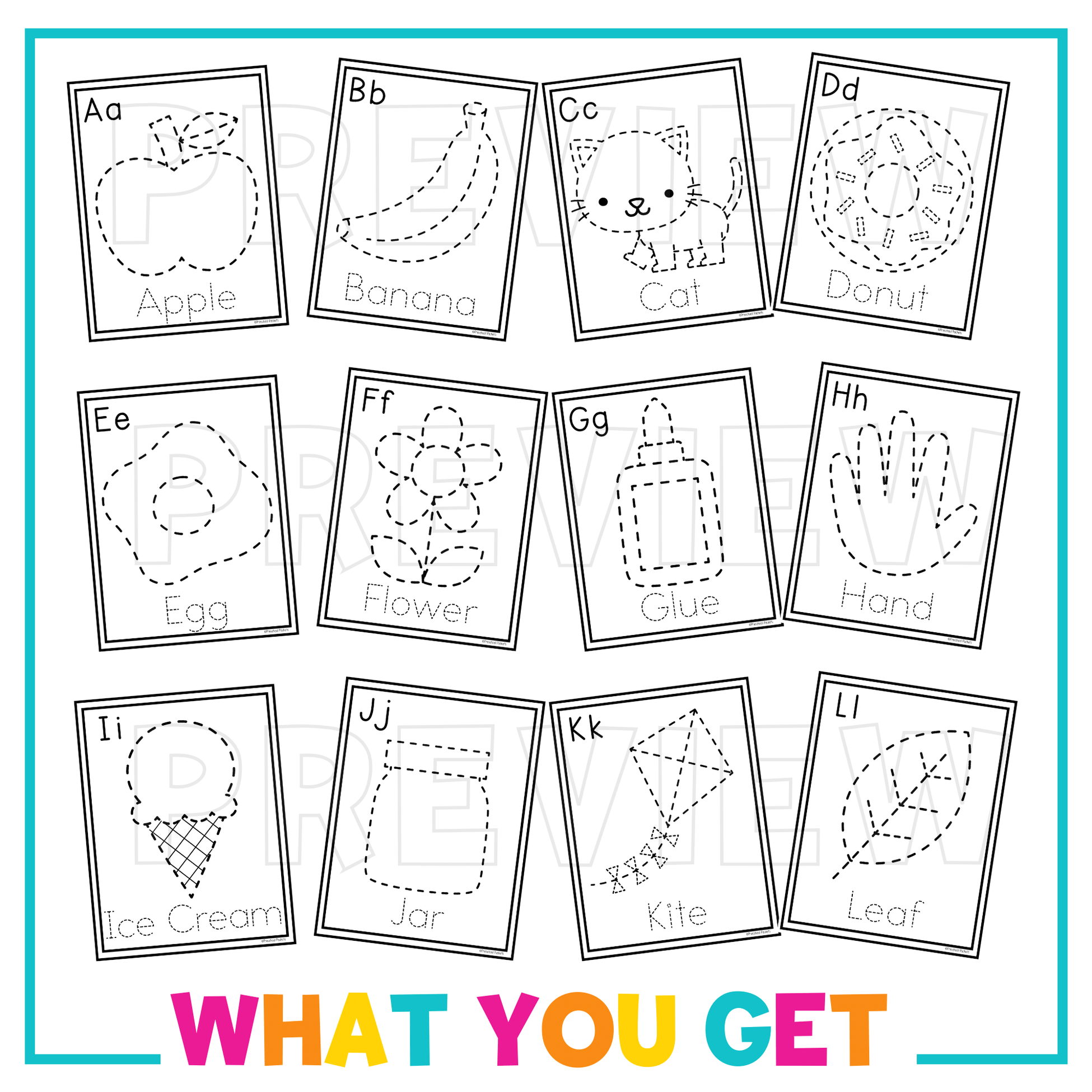 Alphabet Tracing Pictures No Prep A-Z worksheets – Preschool Packets