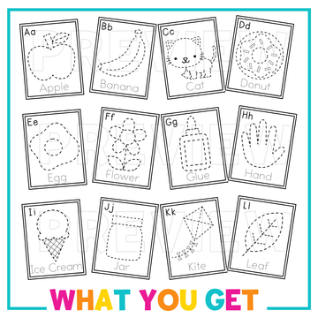 Alphabet Tracing Pictures No Prep A-Z worksheets – Preschool Packets