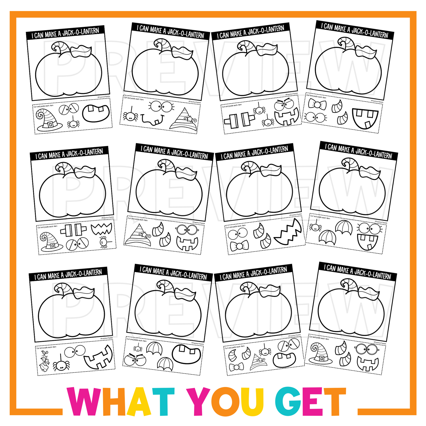 Jack O Lantern Craft Halloween Activity – Preschool Packets