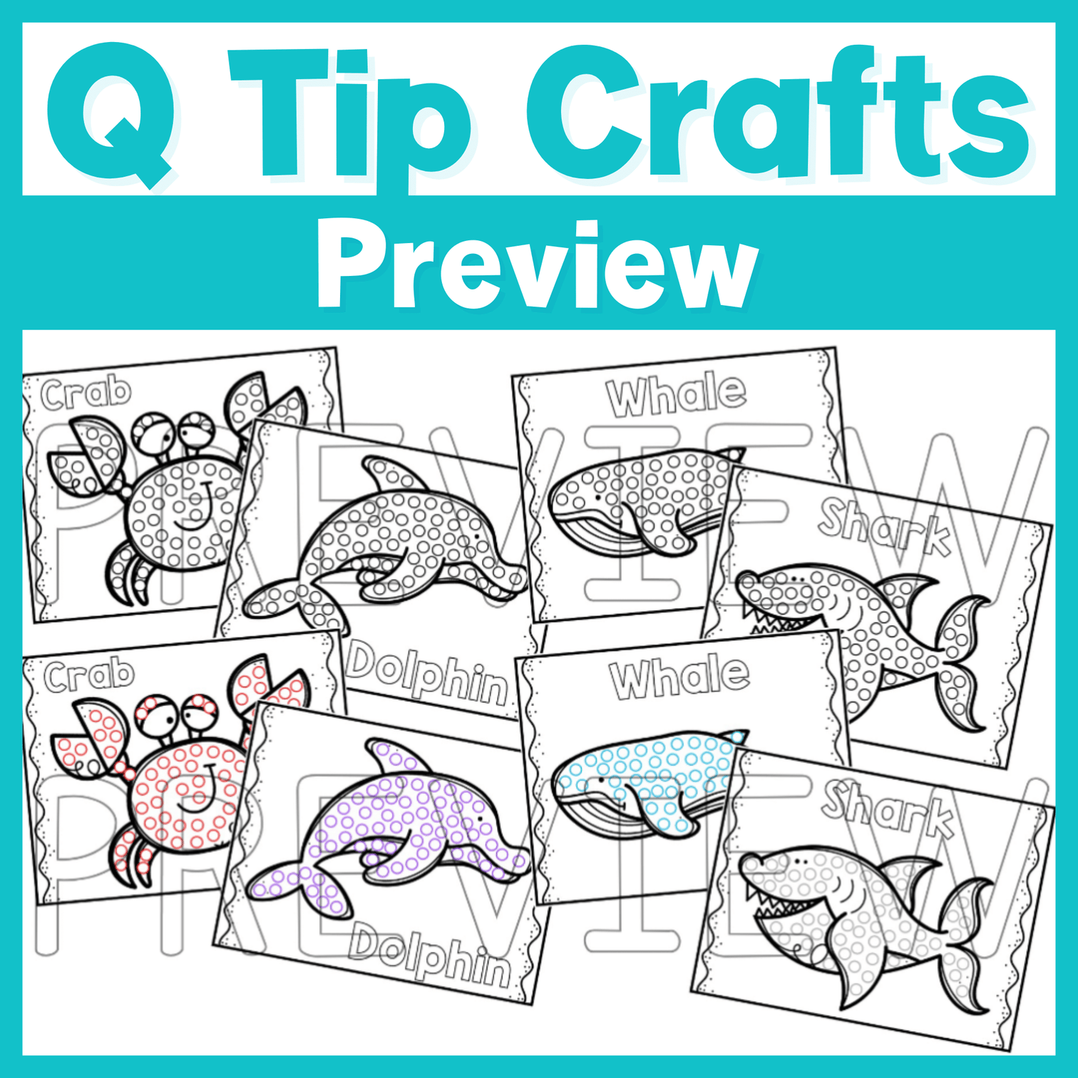 Q Tip Painting Fine Motor Activities Ocean Animals Crafts – Preschool ...