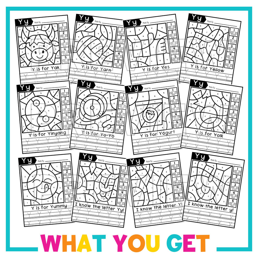 Alphabet Color By Code for Preschool - Letter Y – Preschool Packets