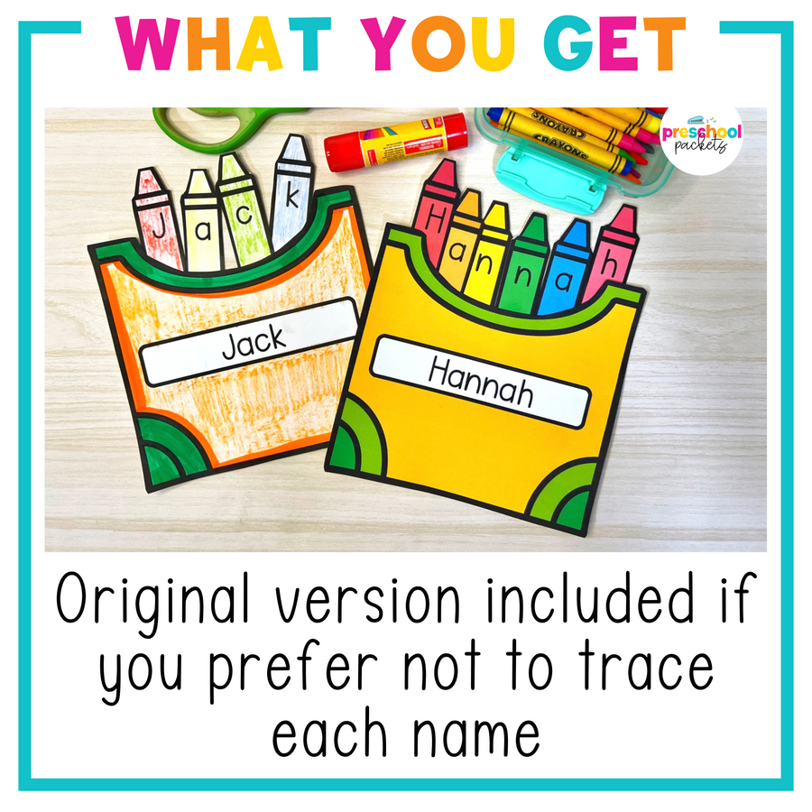 Back To School Name Craft Editable Crayon Box – Preschool Packets