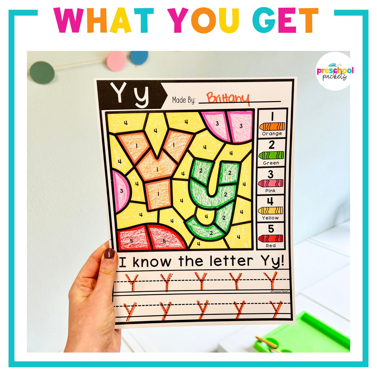 Alphabet Color By Code for Preschool - Letter Y – Preschool Packets