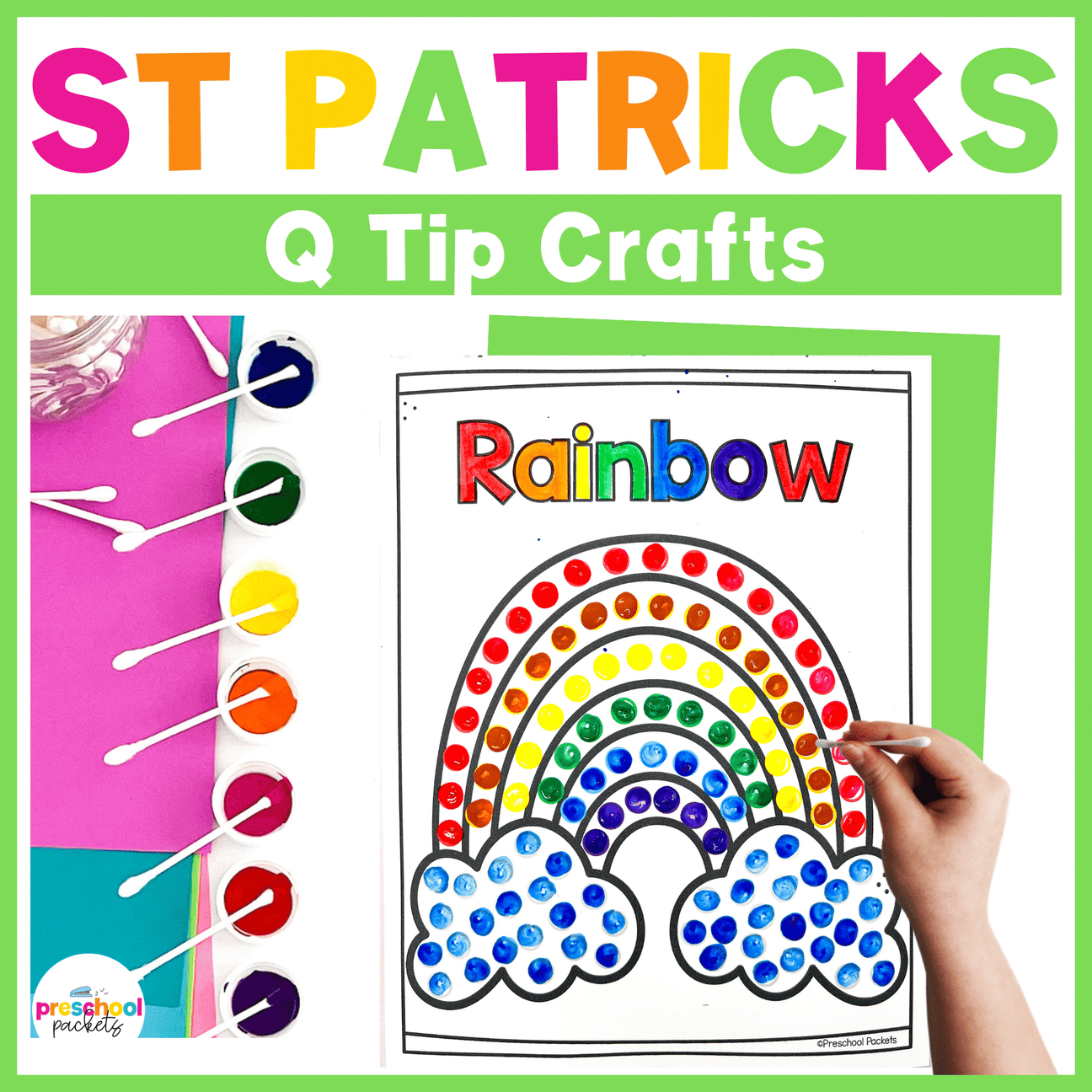 St Patricks Day Crafts Q Tip Painting Fine Motor Activity – Preschool ...
