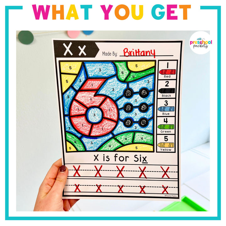 Alphabet Color By Code for Preschool - Letter X – Preschool Packets