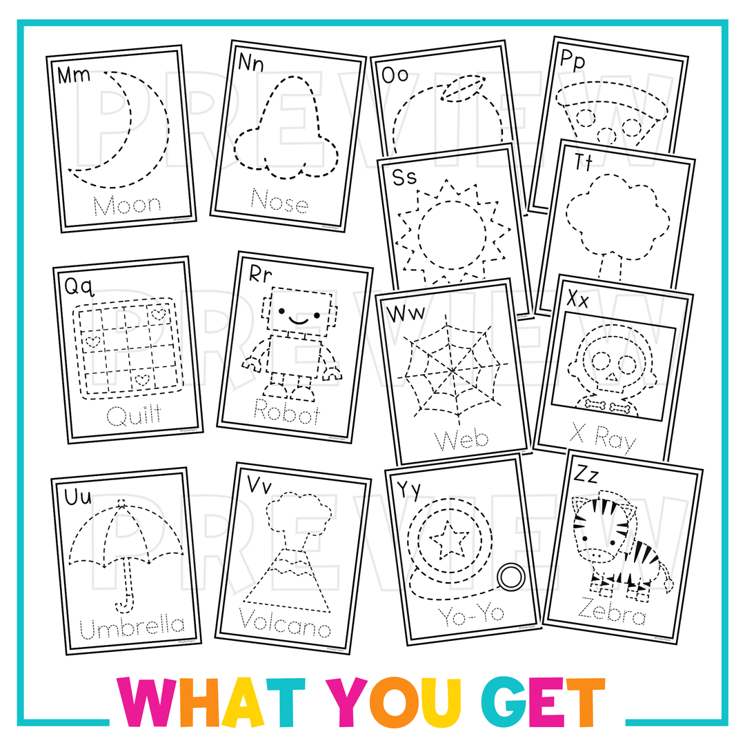 Alphabet Tracing Pictures No Prep A-Z worksheets – Preschool Packets