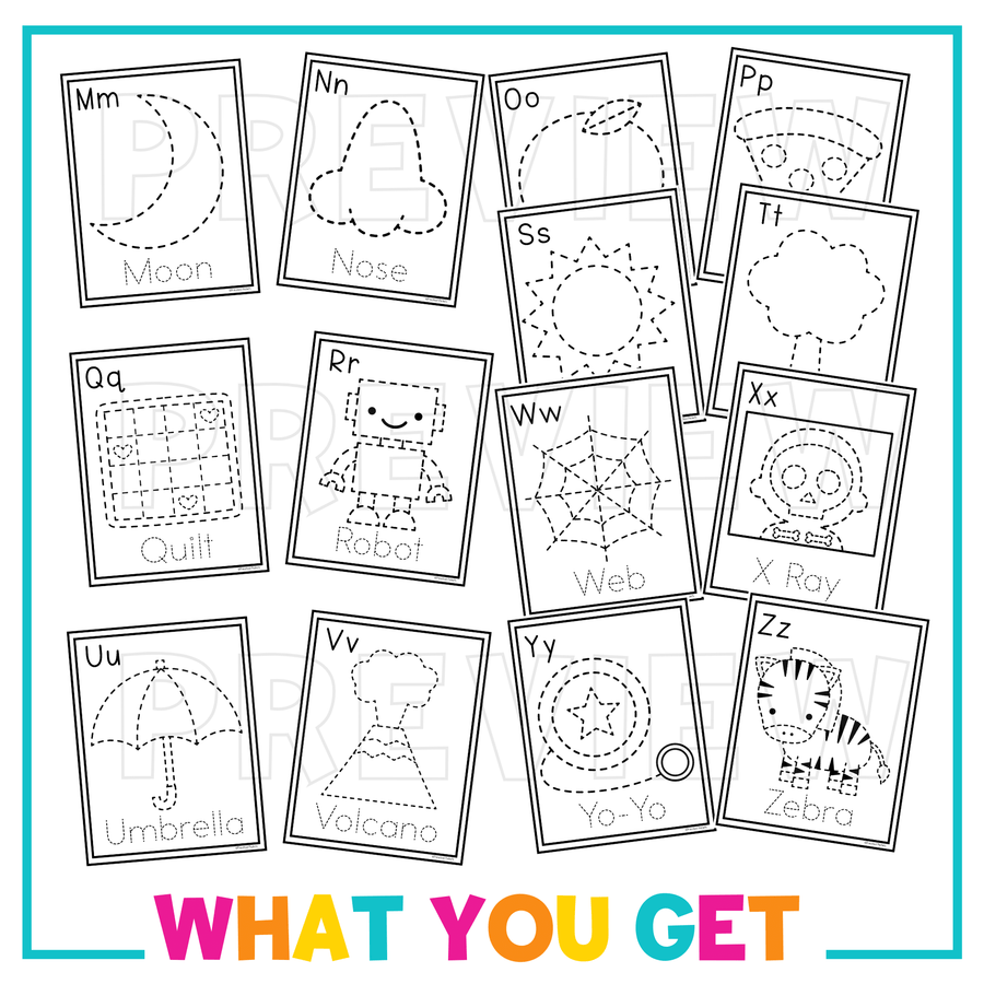 Alphabet Tracing Pictures No Prep A-Z worksheets – Preschool Packets