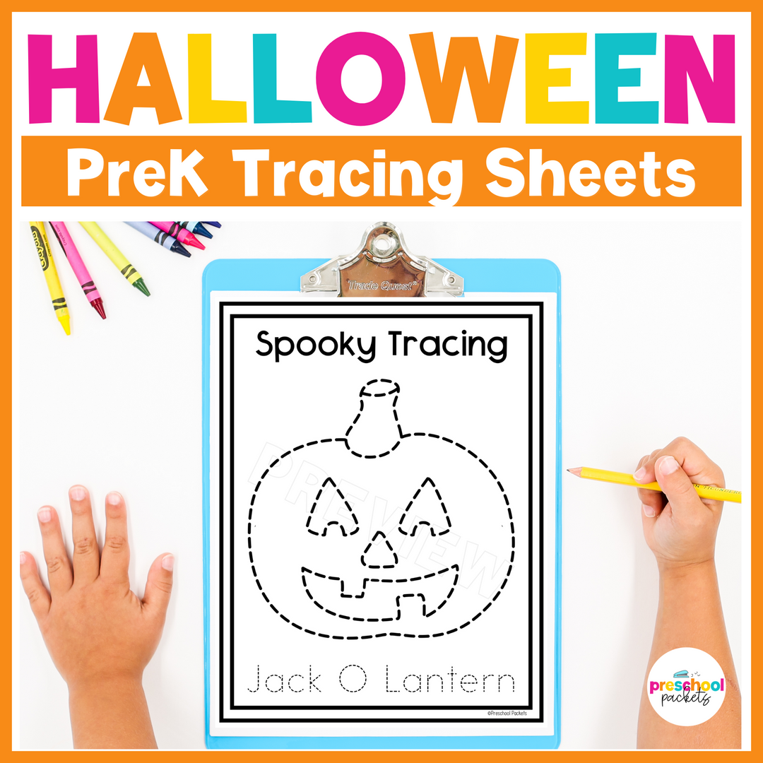 Halloween Tracing Worksheets For Preschool, PreK and Kindergarten ...